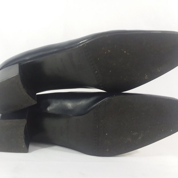 Etienne Aigner | Shoes | Aigner Sarah Black Leather Low Block Heel ...